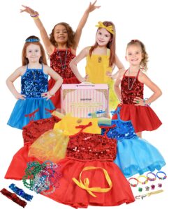 click n' play princess dress-up clothes for little girls, 25 accessories | toddler pretend play, little girl toys/gifts | princess dresses for girls | sequin dress, party dress | birthday gift set