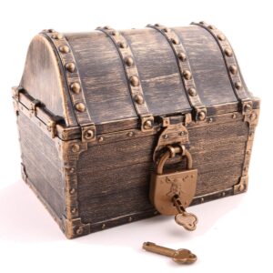 lingway toys kids pirate treasure chest teacher's favorite treasures collection storage box with 2 sets of locks and keys only(vintage bronze coating,6.3"x4.8"x5.2")