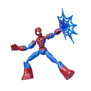 spider-man marvel bend and flex action figure toy, 6-inch flexible figure, includes web accessory, for kids ages 4 and up