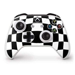 skinit decal gaming skin compatible with xbox one s controller - originally designed black and white zoomed checkerboard design