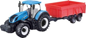 bburago b18-31658 new holland t7.315 tractor with tipping trailer 10cm, blue