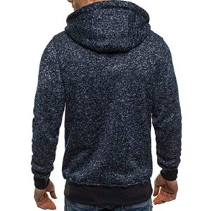 men's pullover winter workout thenlian mens pure color pullover long sleeve hooded sweatshirt tops blouse(blue, l)