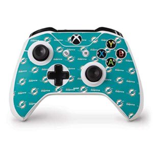 skinit decal gaming skin compatible with xbox one s controller - officially licensed nfl miami dolphins blitz series design