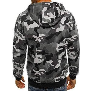 mens zipper hooded sweatshirts, thenlian mens camouflage zipper pullover long sleeve hooded sweatshirt tops blouse(gray, l)