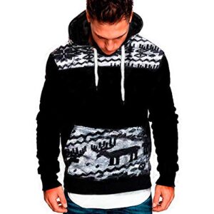 hoodies for men thenlian men‘s christmas autumn winter casual sweatshirt hoodies top blouse tracksuits(black, xl)