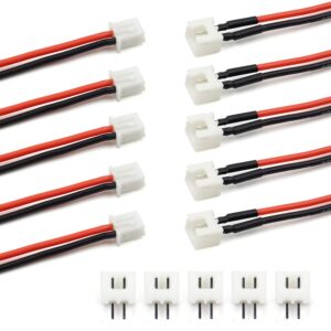 5 pairs jst-xh 2.54mm 1s 2 pin balance plug lead socket male and female connector with 10cm silicone wire cables for woodland just plug lights 3d printer