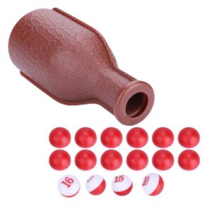 huairdum dice bottle, billiard shaker bottle with 16 numbered tally balls pool dice billiards accessory billiard number dice brown for pea pool