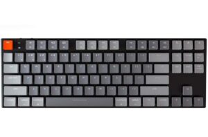 keychron k5 87 key ultra-slim wireless bluetooth/usb wired mechanical gaming keyboard, tkl tenkeyless rgb led backlit low profile brown switches for mac windows, n-key rollover, version 5