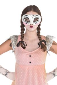 amscan creepy doll half mask - adult standard size | multicolor - pack of 1