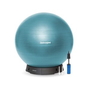 retrospec luna exercise ball, base & pump with anti-burst material, perfect for balance, stability, yoga & pilates