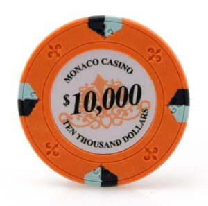 versa games monaco casino clay poker chips in 13.5g - 50 piece - (choose color) (orange)