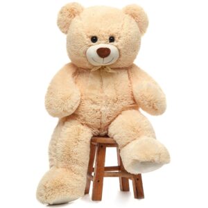 doldoa 36" giant teddy bear soft stuffed animals plush big bear toy for kids and girlfriend (beige)