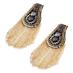 supvox 2pcs shoulder epaulets tassel punk fashion shoulder board for man woman(golden)