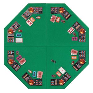 vivohome 48 inch foldable 8-player texas poker card table top layout portable anti-slip rubber board game mat with cup holders and carrying bag, green