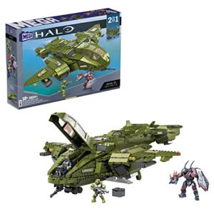 mega halo toy building sets, pelican inbound vehicle with 2024 pieces, 3 micro action figures and accessories, for collectors