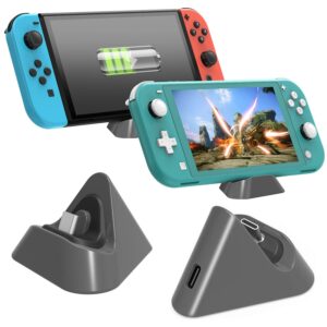 charging dock compatible with nintendo switch/switch lite/switch oled model, compact charger stand station with type c port compatible with nintendo switch lite 2019 / switch oled model(gray)