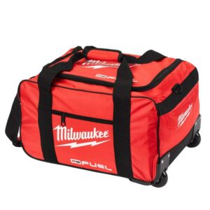 milwaukee m18 19" fuel large contractors heavy duty duffel tool bag with wheels, red