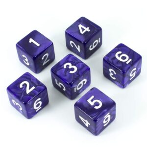 paladin roleplaying purple d6 dice set - pearl effect - set of 6