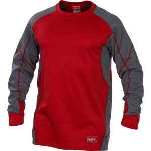 rawlings mens rawlings adult dugout series mens fleece pullover, scarlet red, large