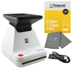 polaroid lab instant printer, digital photos to film bundle with i-type color film and a cleaning cloth