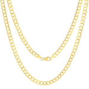 nuragold 10k yellow gold 5mm solid cuban curb link chain pendant necklace, mens womens jewelry 16" 18" 20" 22" 24" 26" 28" 30"