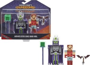 mattel minecraft dungeons 2-pack of action figures with nameless one & hal in 5.5-inch scale, collectible set inspired by the video game