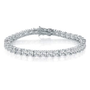 18k white gold plated 5.0 cubic zirconia tennis bracelet 7.5 inch for men and women