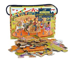 upbounders- joyful carousel - 24 piece beginner puzzles toddler kids age 3-5, preschool puzzle with african american-diverse children at play