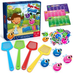 springflower sight word game, sight word educational toy for age of 3,4,5,6 year old kids, boys & girls,homeschool,visual, tactile and auditory learning, 120 pieces