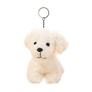 cute stuffed animal dog anime plush key chain, fashion accessory backpack clips, kindergarten gift, handbag pendant, 5 inch (white)