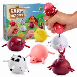 yoya farm freinds dna balls - fidget stress ball - colorful soft squishy - mental stimulation, clarity, focus tool - fun squishies - 6 pack