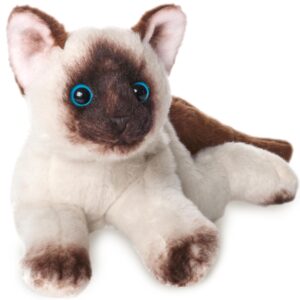 bearington collection lil’ cleo siamese cat: hand-sewn 8” long stuffed plush cat with ultra-soft faux-fur,fuzzy paws & premium fill, birthday, anniversary, valentine’s day gift for animal lovers