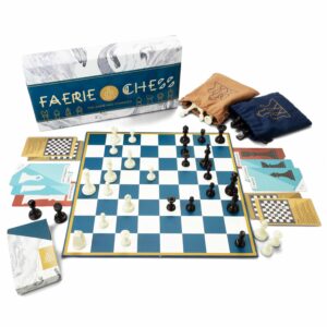 faerie chess - play classic chess with new pieces - rediscover the family strategy board game - 32 traditional chess pieces for beginners, 28 custom pieces with new rules for advanced play