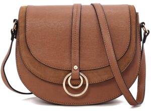 forestfish women crossbody bag saddle bag shoulder bag purse handbag for women girls, brown