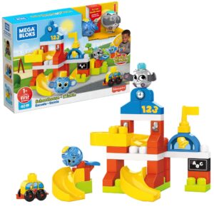 mega bloks peek a blocks schoolhouse with big building blocks, building toys for toddlers (42 pieces)