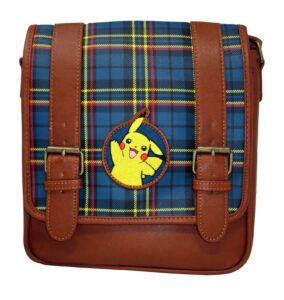 loungefly x pikachu tartan plaid crossbody bag (one size, multicolored)