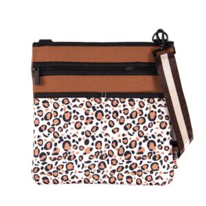 luvo - neoprene pancake crossbody bags - teens, tweens, & adults - leopard