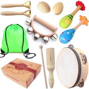 wooden musical instruments set for children,safe and friendly natural materials,kid's music enlightenment,percussion instrument music toys kit for preschool education,storage bag