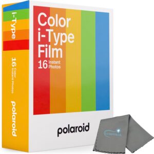 polaroid instant color film for i-type cameras 2 pack, 16 instant photos bundle with a cleaning cloth