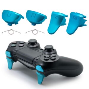 tomsin replacement triggers for ps4 slim/ ps4 pro controller, aluminum metal l1 r1 l2 r2 trigger buttons for ps4 controller gen 2 (blue)