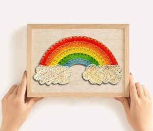 rm studio diy string art kit with all necessary accessories and frame for kids students, adult crafts kit, home wall decorations unique gift (rainbow)