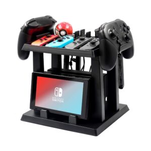 iplay storage rack for nintendo switch console bundle, storage station holder for nintendo switch accessories - game cards, joy cons, pro controllers, grip, console