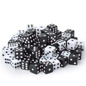 hotusi standard game dice acrylic material 16mm (50pack white + 50pack black)