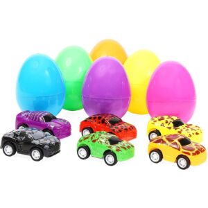 pre-filled easter eggs with mini pull back toy cars (2.5 in, 24 pack)