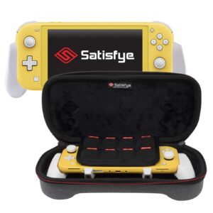 satisfye - zengrip go slim bundle (lite), accessories compatible with nintendo switch lite - bundle includes: grip lite, slim case. bonus: 2 thumbsticks (gray)