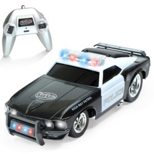 kidirace remote control police car with flashing lights & sounds – 2.4ghz rc cop car for boys and girls ages 3+