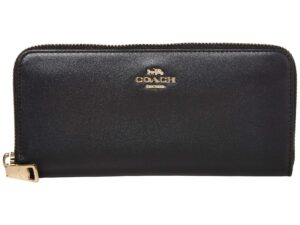 coach boxed slim accordion zip wallet black/gold one size