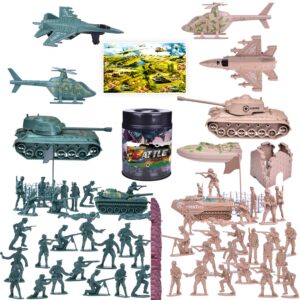 fun little toys 180pcs army men action figures army toys of ww 2, toy soldiers, military playset with a map, toy tanks, planes, flags, soldier figures, fences & accessories xmas decoration