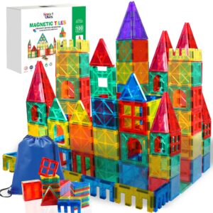 smart uses 100pc magnetic tiles for kids ages 4-8, educational 3d magnetic building blocks for kids and toddlers 1-3, magnetic toys with different shapes, colors for creativity and imagination.