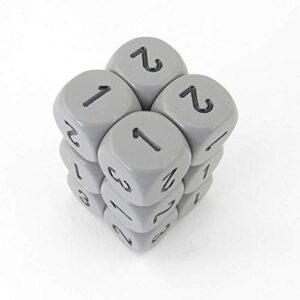 gray opaque dice with black numbers d3 (d6 1-3 twice) 16mm (5/8in) pack of 12 wondertrail